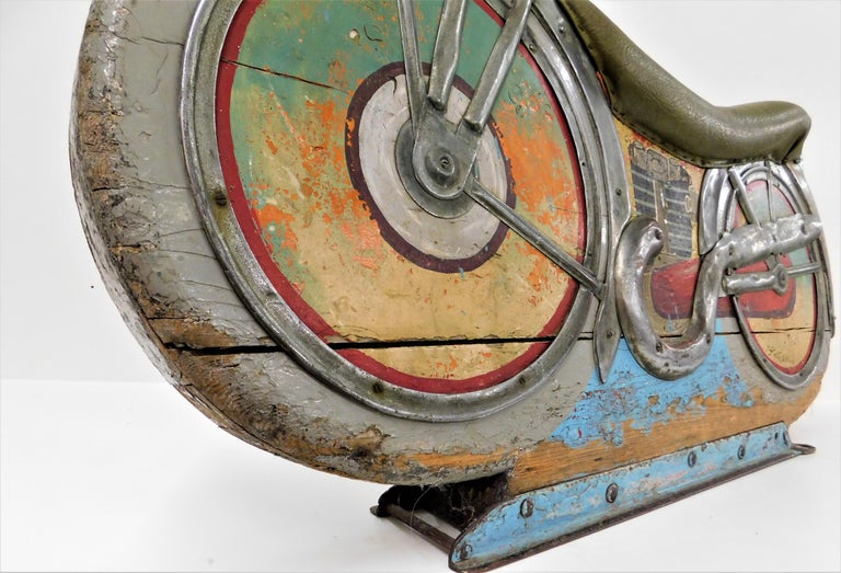 Vintage American Folk Art Carnival Carousel Motorcycle Ride For Sale at ...