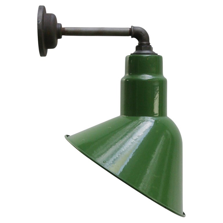 Vintage American Industrial Green Enamel Scones Wall Lights by Abolite ...