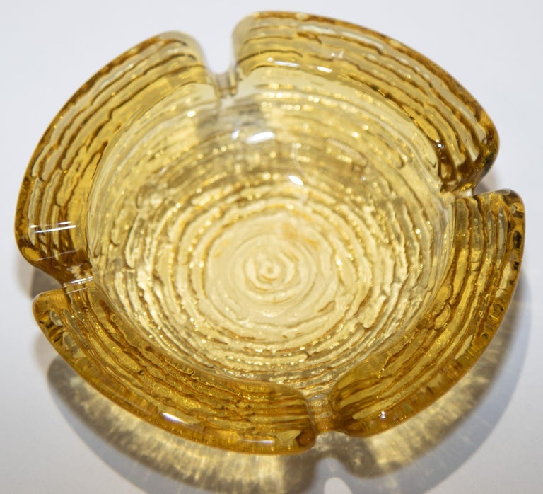 Vintage American Midcentury Textured Amber Glass Ashtray Anchor Hocking ...