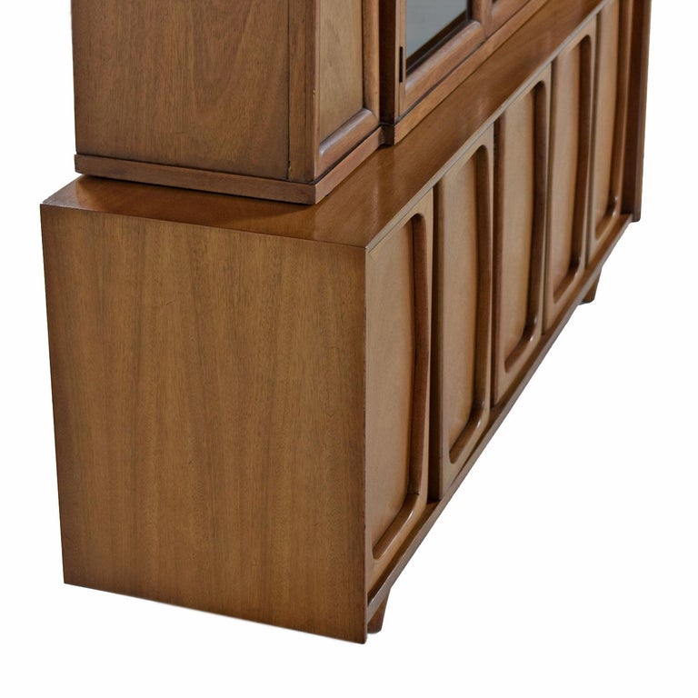 Vintage American of Martinsville Masonic Deco Modern Walnut China Hutch ...