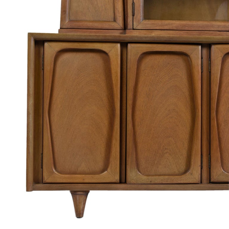 Vintage American of Martinsville Masonic Deco Modern Walnut China Hutch ...