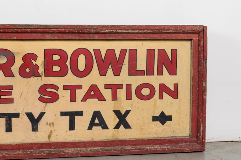 Vintage American Service Station Wood Sign Original Red Paint at 1stDibs