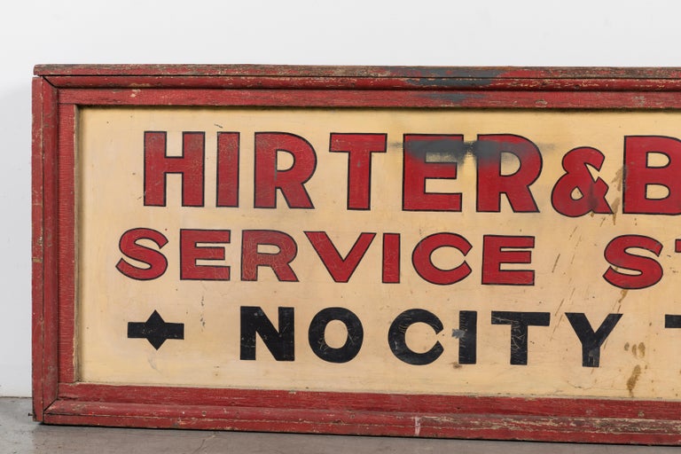 Vintage American Service Station Wood Sign Original Red Paint at 1stDibs