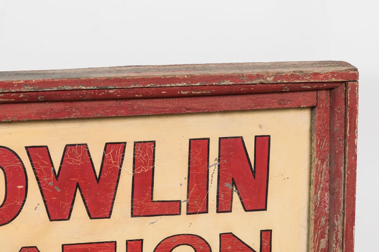 Vintage American Service Station Wood Sign Original Red Paint at 1stDibs