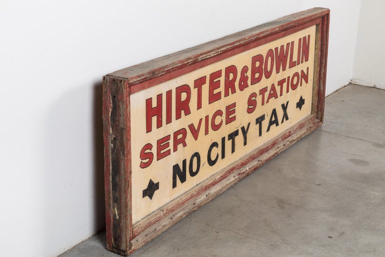 Vintage American Service Station Wood Sign Original Red Paint at 1stDibs