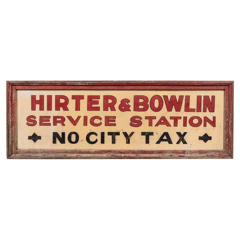 Vintage American Service Station Wood Sign Original Red Paint at 1stDibs