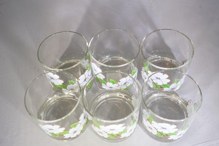 Vintage American Set of 6 Couroc Dogwood Blossoms Glasses at 1stDibs
