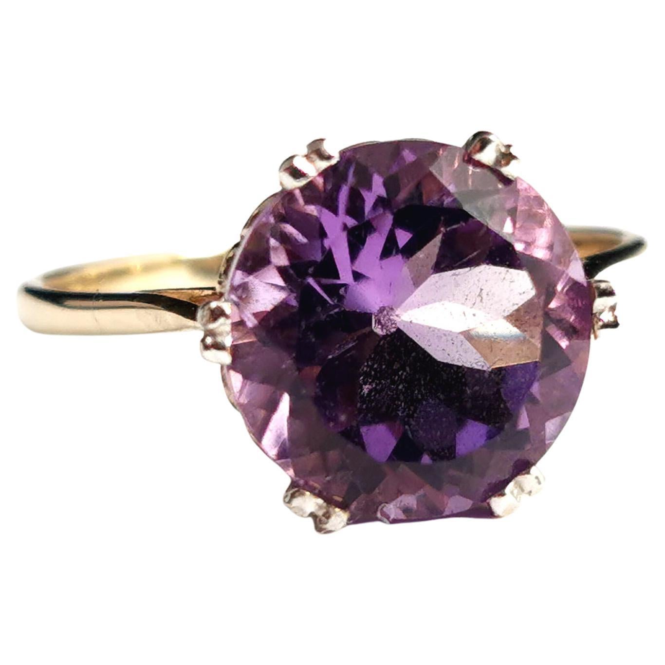 Antique, Art Deco, 18 Carat Yellow Gold, Amethyst Ring at 1stDibs