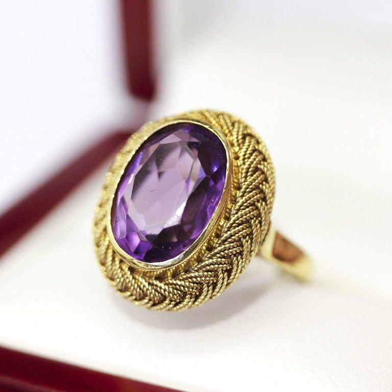 Vintage Amethyst Cocktail ring, Handmade, C1960's Mad men era For Sale ...
