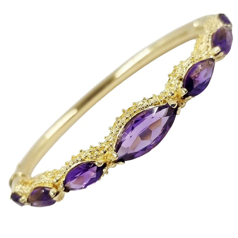 Vintage Amethyst Hinged Bangle For Sale at 1stDibs