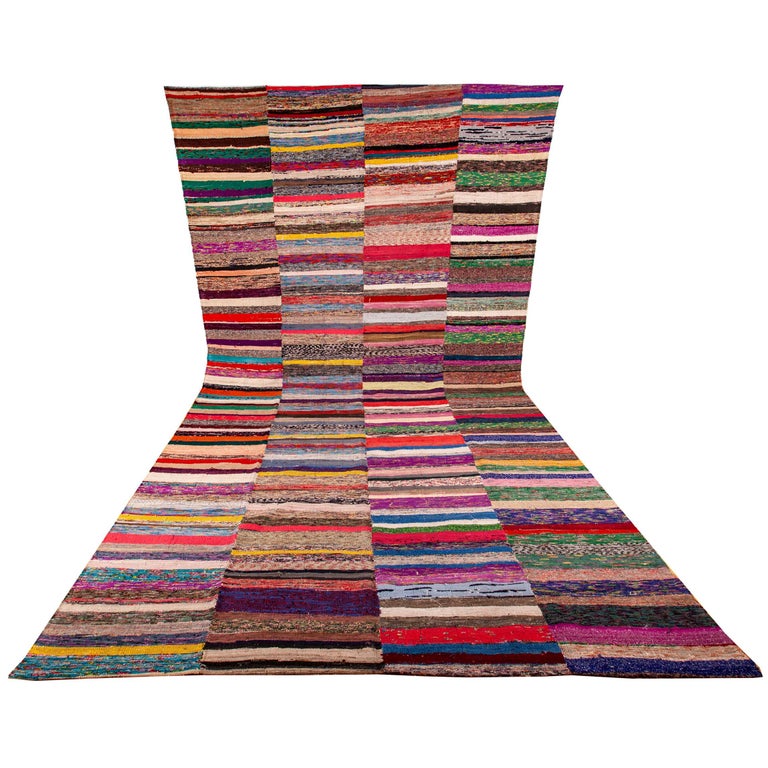 Vintage Anatolian Large Rag Rug, Mid-20th Century For Sale at 1stDibs