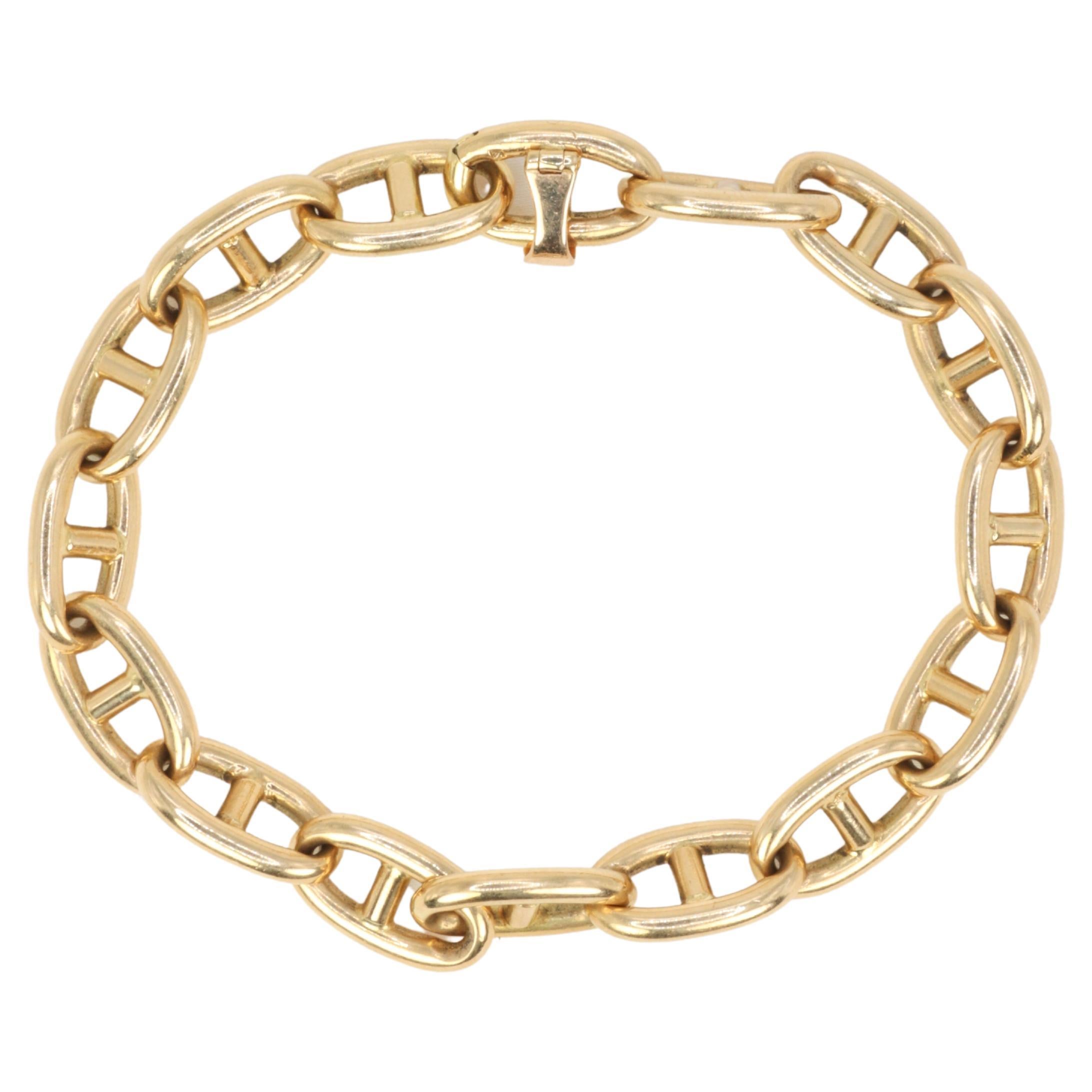 Vintage anchor chain bracelet in yellow gold For Sale at 1stDibs
