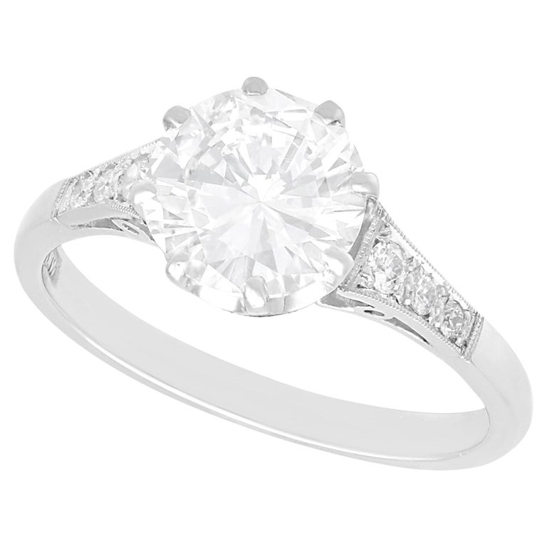 Vintage and Contemporary 1.74 Carat Diamond and Platinum Solitaire Ring For Sale at 1stDibs