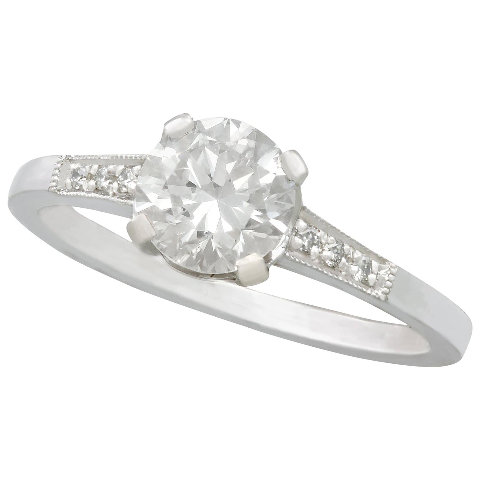 Vintage 2 Carat Diamond and Platinum Solitaire with Diamond Shoulders ...