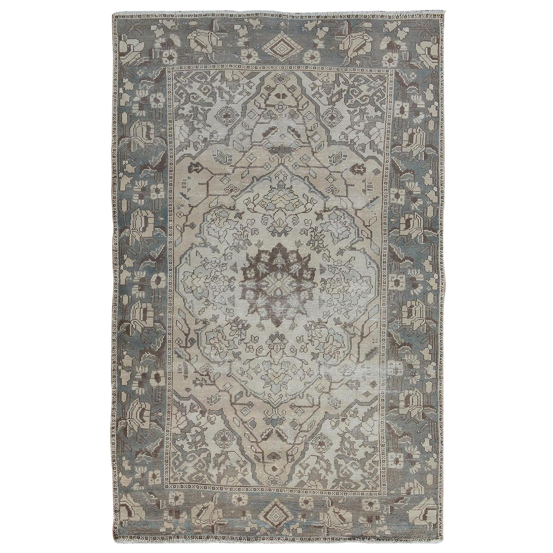 Bohemian Persian Qashqai Red Vintage Worn Down Handmade Wool Rug For ...