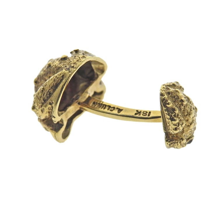 Vintage Andrew Clunn Gold Ruby Frog Cufflinks For Sale at 1stDibs