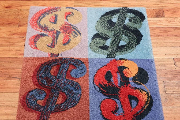 Vintage Andy Warhol Dollar Sign Scandinavian Ege Runner Rug. Size: 2' 8 ...