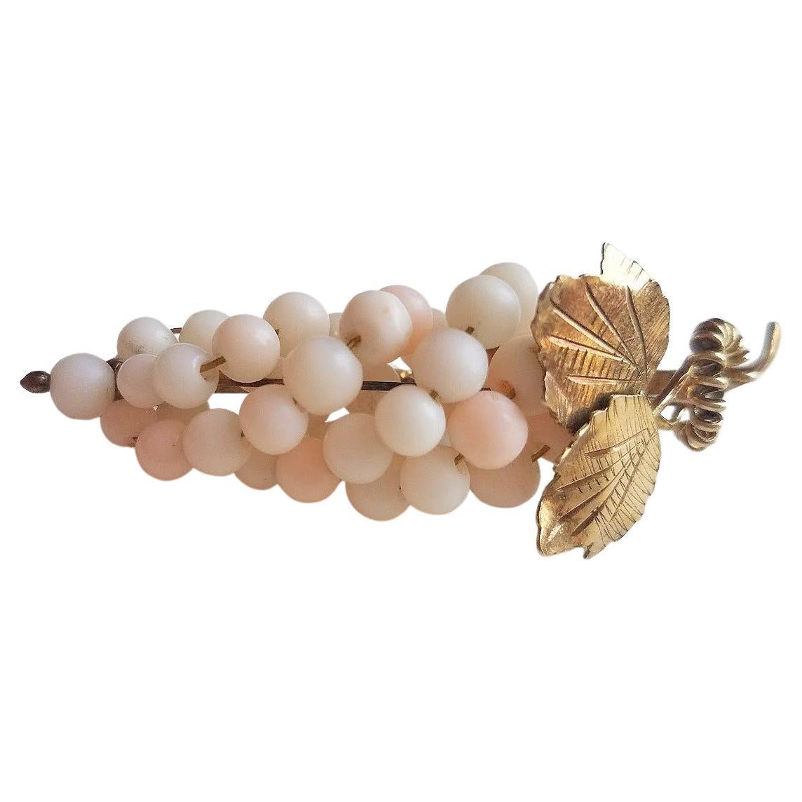 Angel Skin Coral and Diamond Coral Reef Brooch at 1stDibs