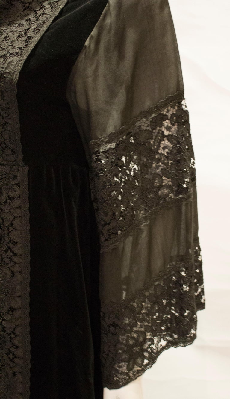 Vintage Angela Gore Black Velvet and Lace Evening Gown For Sale at ...