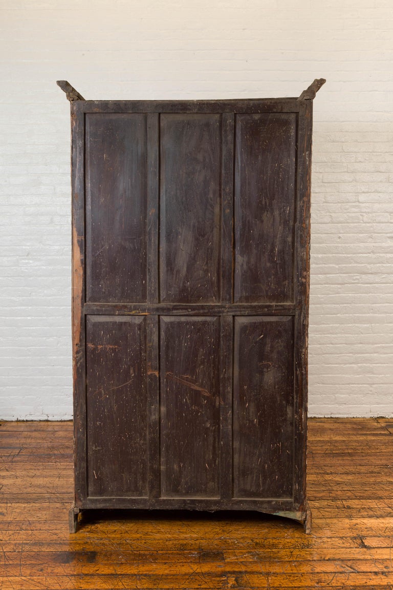 Vintage Anglo Indian Bone Inlaid Wardrobe Cabinet with Ebonized Accents ...
