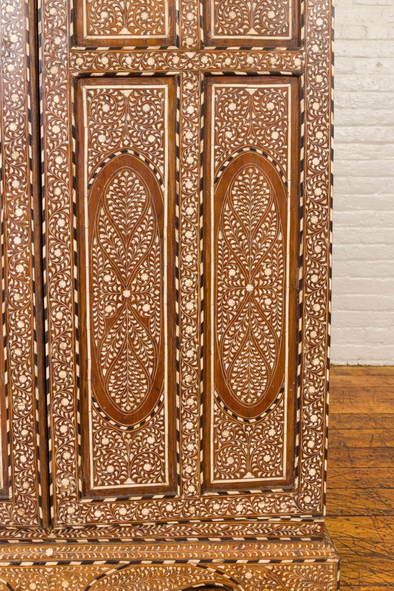 Vintage Anglo Indian Bone Inlaid Wardrobe Cabinet with Ebonized Accents ...