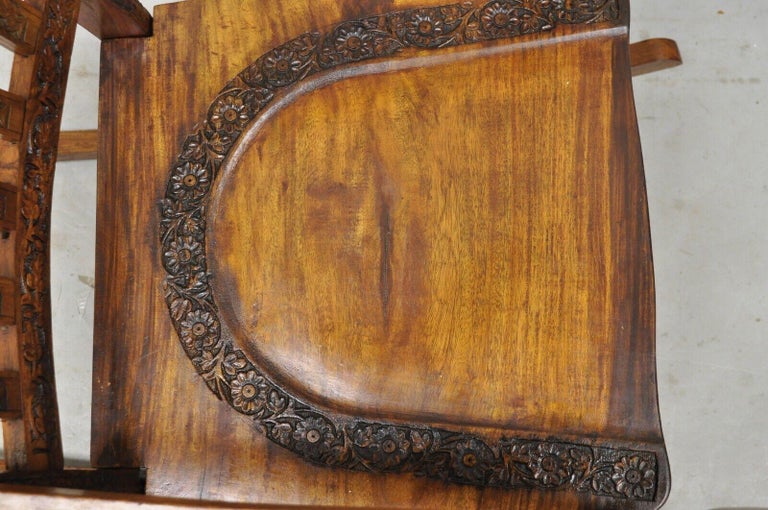 Vintage Anglo Indian Carved Teak Wood Rocking Chair Rocker For Sale at ...