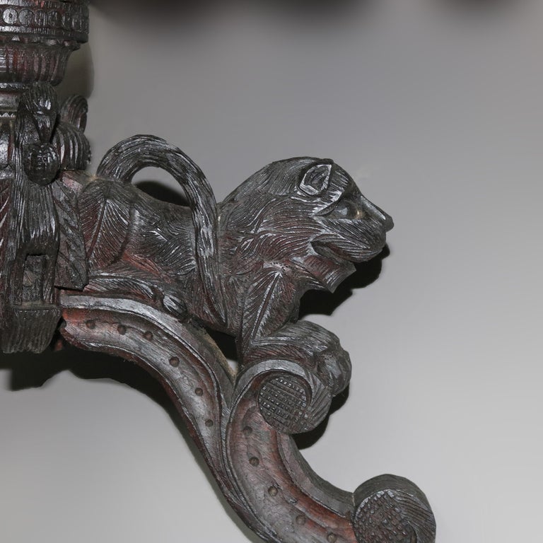 Vintage Anglo Italian Figural Lion Carved Rosewood Octagonal Low Table ...