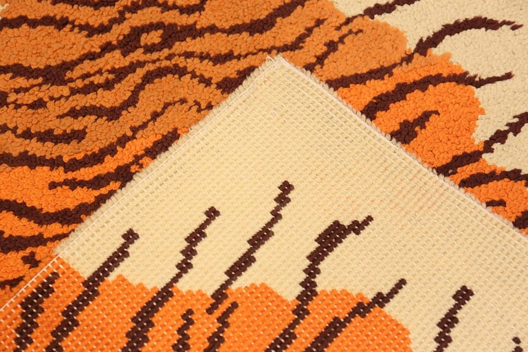 Vintage Animal Pelt Design Swedish Rya Rug. Size: 3 ft 2 in x 4 ft 10 ...