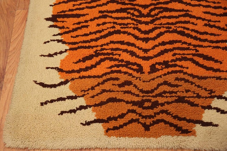 Vintage Animal Pelt Design Swedish Rya Rug. Size: 3 ft 2 in x 4 ft 10 ...