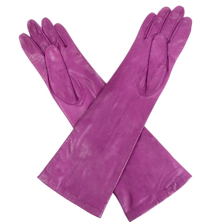 Vintage Anne Klein Two Toned Magenta Pink and Purple Leather Gloves at ...