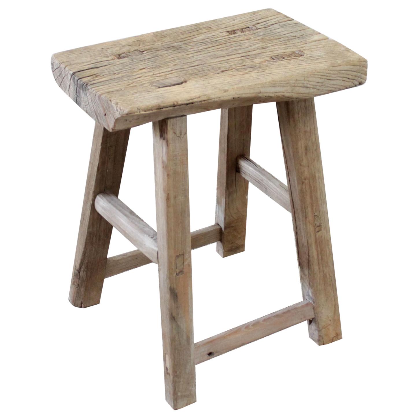 Vintage Antique Elmwood Rectangular Stool or Side Table at 1stDibs