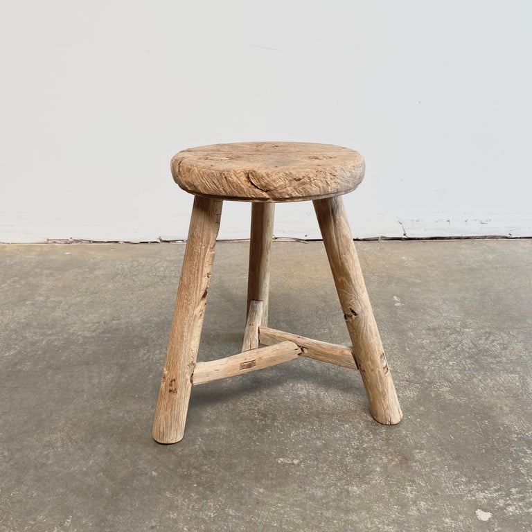 Vintage Antique Elm Wood Round Stool or Side Table at 1stDibs | antique ...