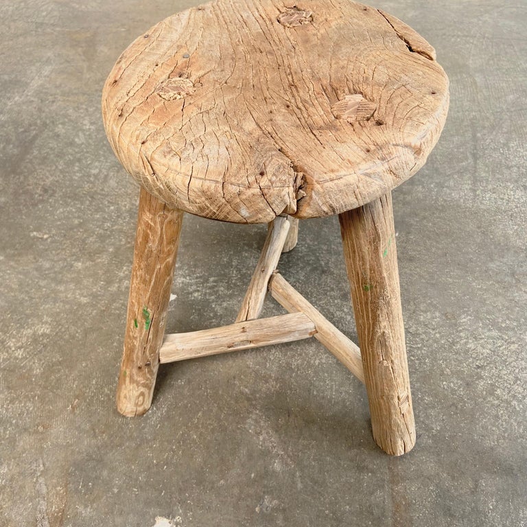 Vintage Antique Elm Wood Round Stool or Side Table at 1stDibs | antique ...