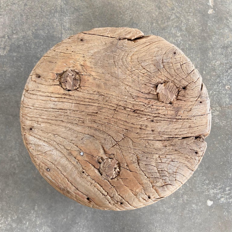 Vintage Antique Elm Wood Round Stool or Side Table at 1stDibs | antique ...