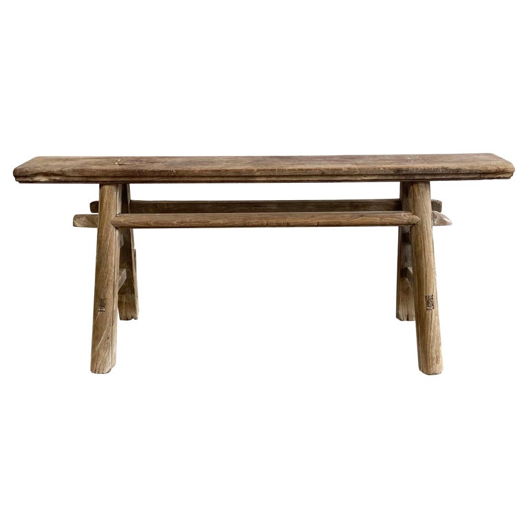 Vintage Antique Elm Wood Skinny Narrow Bench at 1stDibs | skinny wood ...