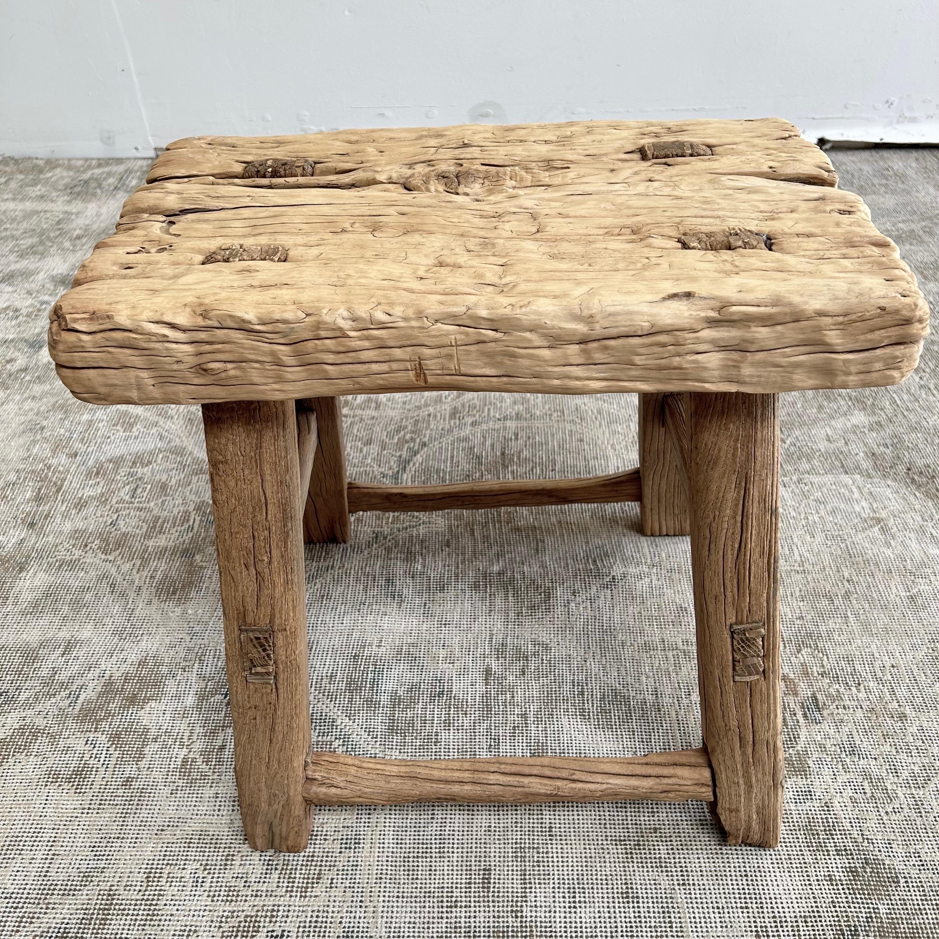 Vintage Antique Elm Wood Stool at 1stDibs