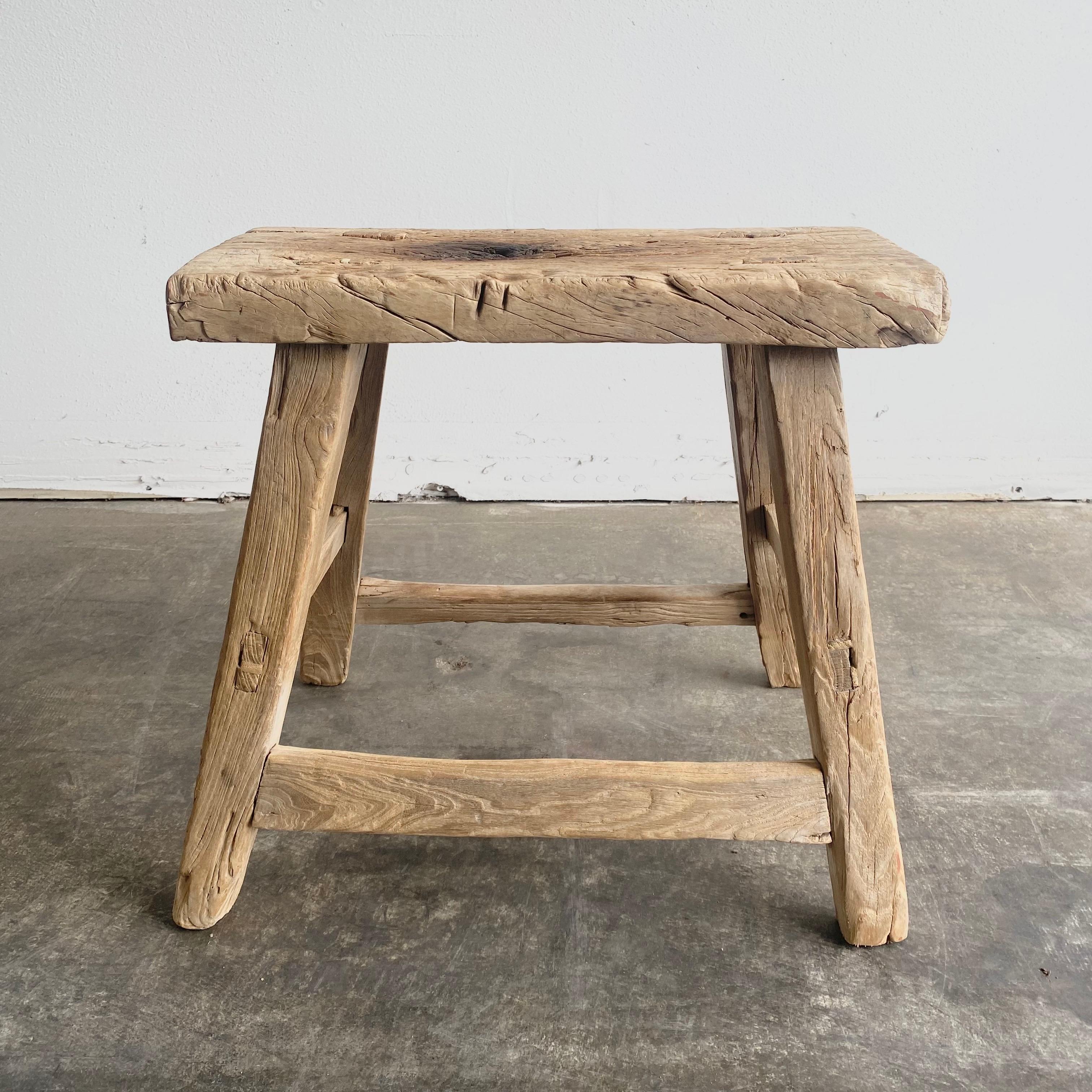 Vintage Antique Elm Wood Stool at 1stDibs | wooden stools for sale ...