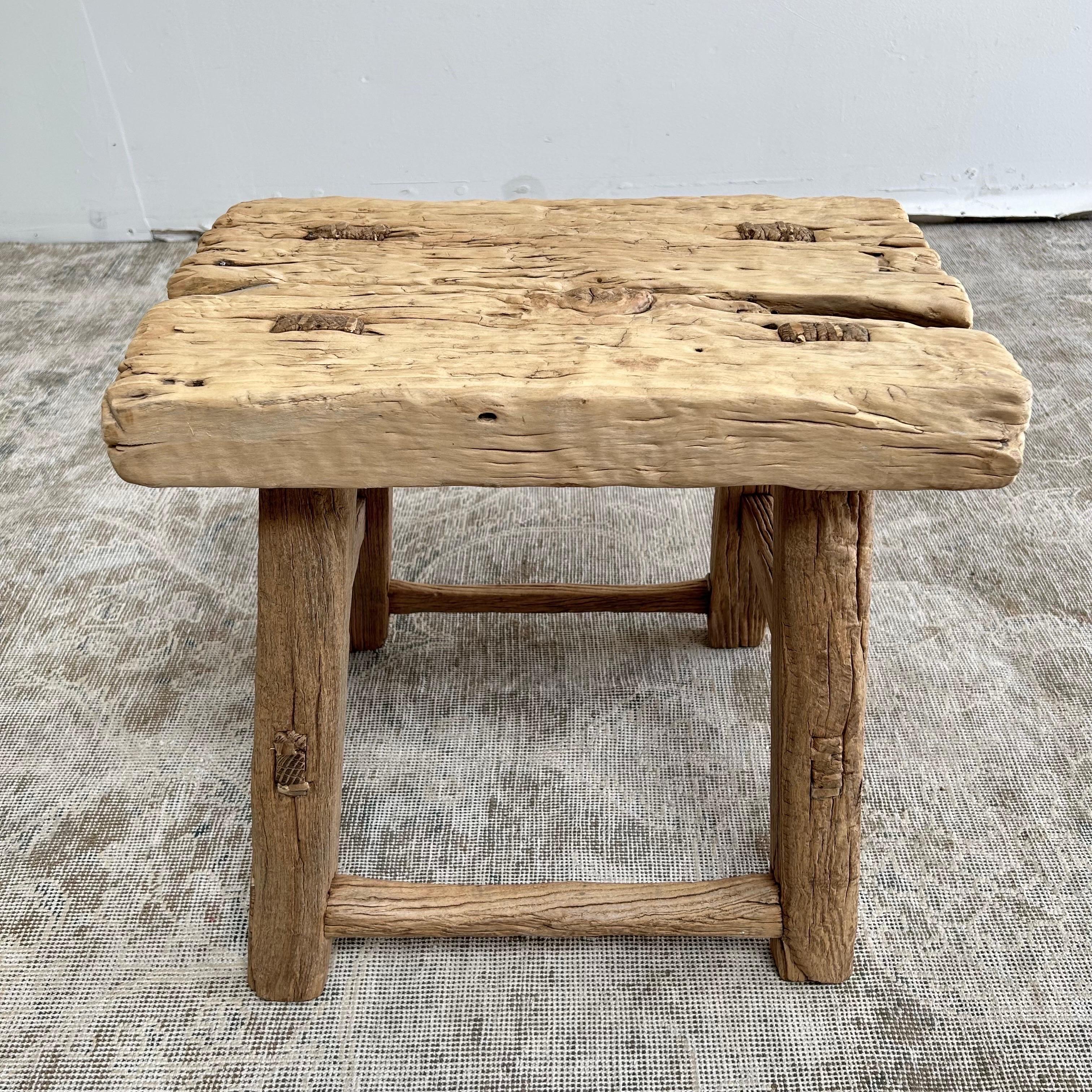 Vintage Antique Elm Wood Stool at 1stDibs