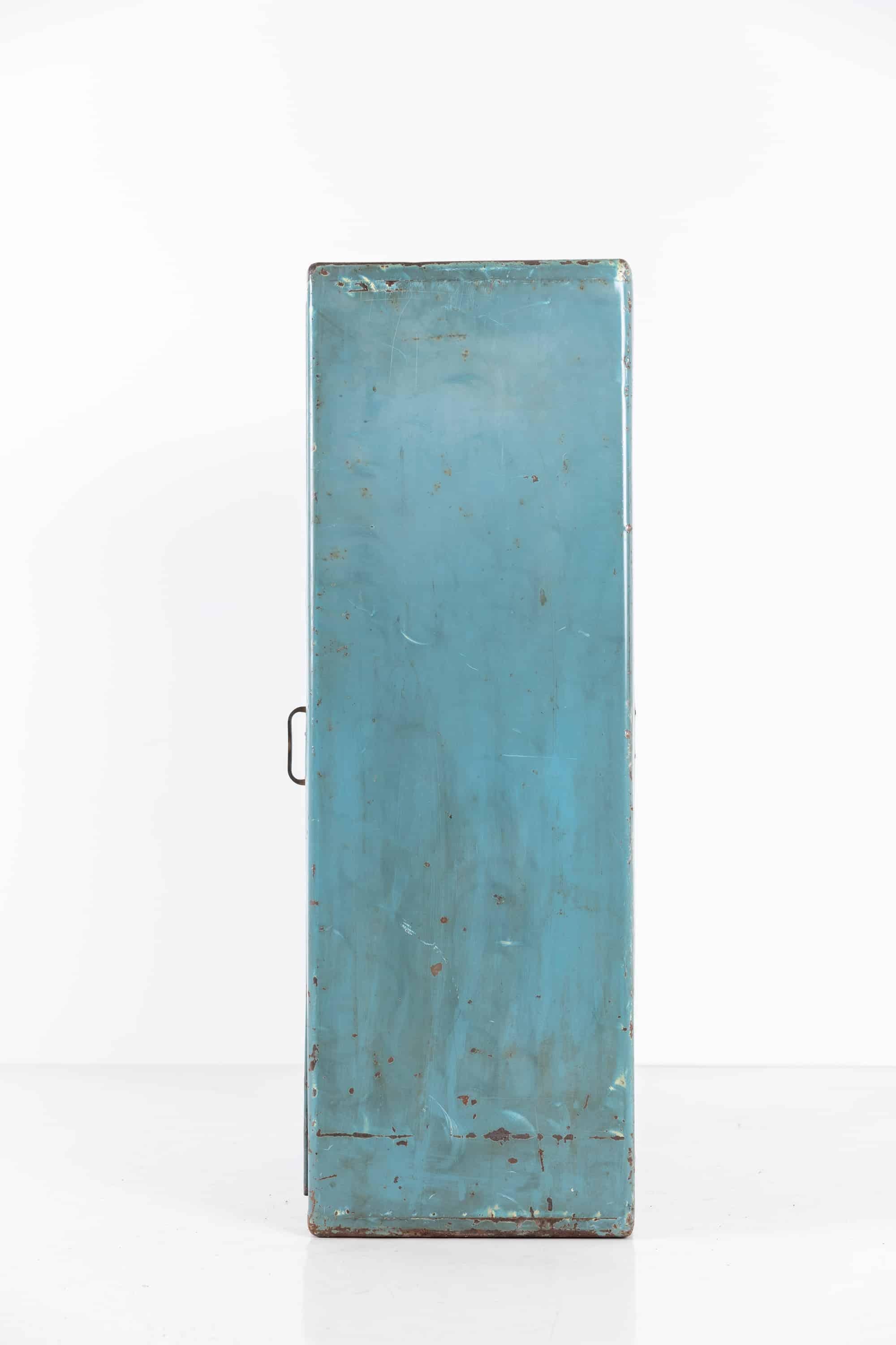 Vintage Antique Industrial Large Blue Painted Steel Cabinet Cupboard ...