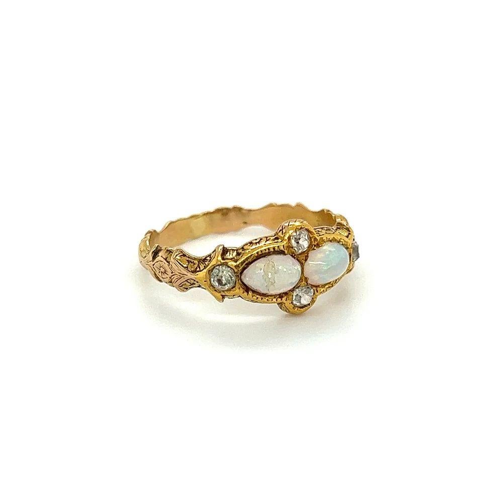 Vintage Antique Opal and Old Mine Diamond Gold Band Ring For Sale at ...