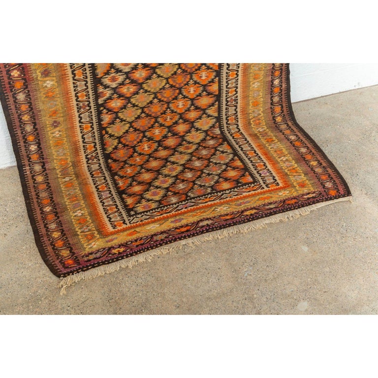 Vintage Antique Persian Orange Wool Floor Rug For Sale at 1stDibs