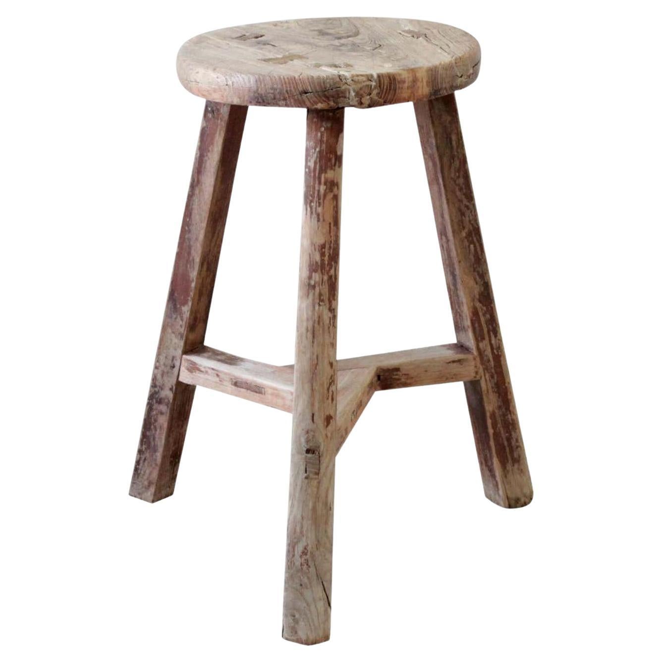 Vintage Antique Round Elmwood Stool or Side Table at 1stDibs