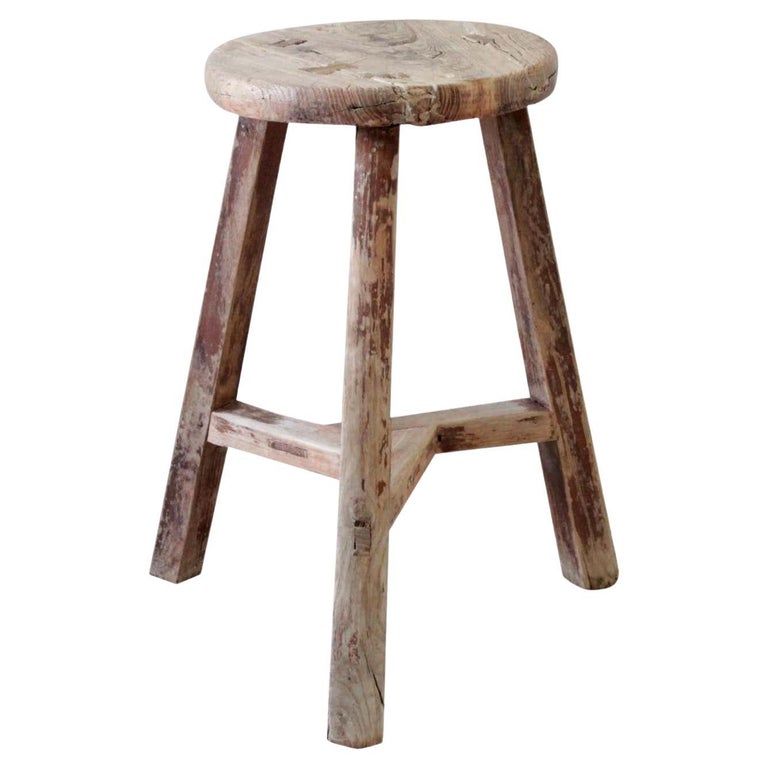 Vintage Antique Round Elmwood Stool or Side Table at 1stDibs