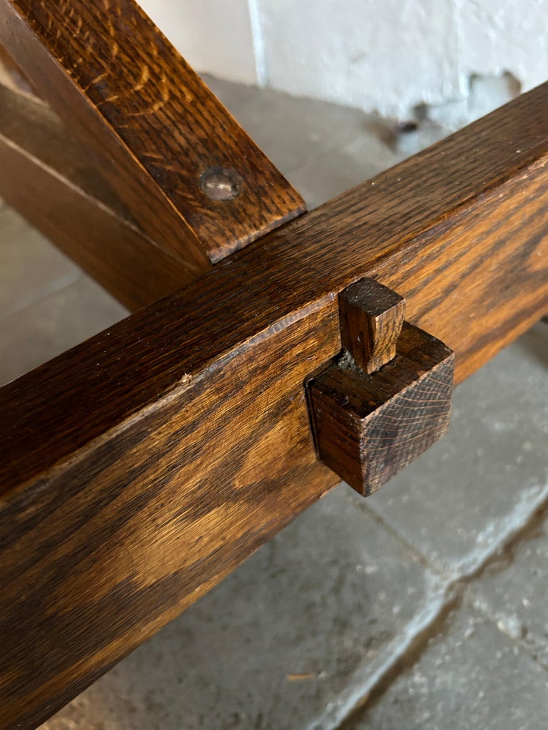 Vintage Antique rustic solid oak 3 plank farm dining or work table For ...