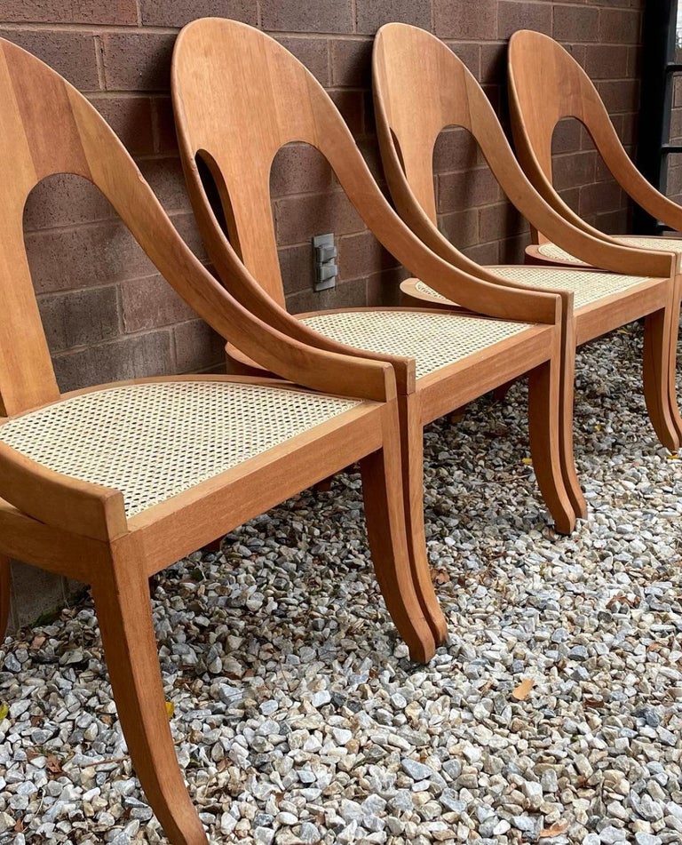 Vintage Antique Spoon Back Wooden Chairs with Caning Seat 'Set of 4 ...