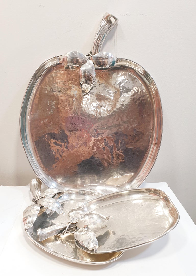 Vintage Apple Flat Tray Silver Plated Almazan Made in Spain 1960´s For ...