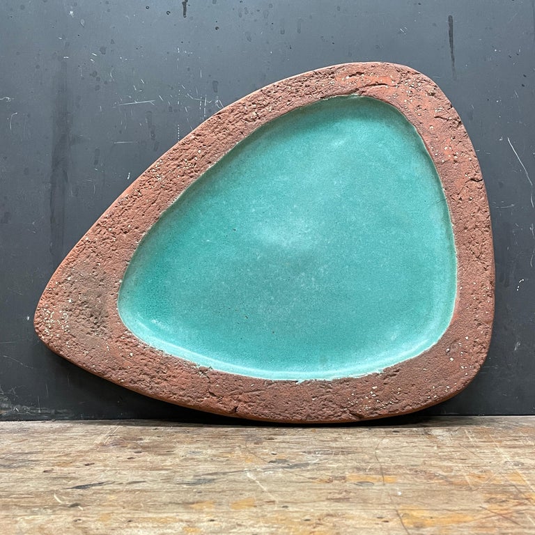 Vintage Aqua Blue Organic Stoneware Table Dish like California Barbara ...