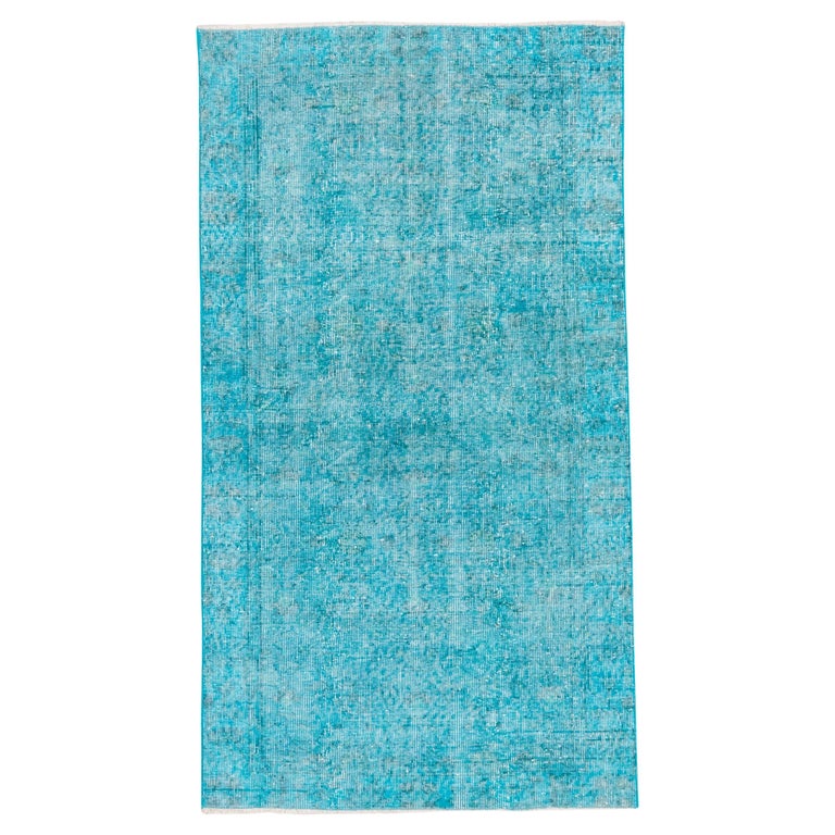Vintage Aqua and Turquoise Overdyed Sparta Rug For Sale at 1stDibs