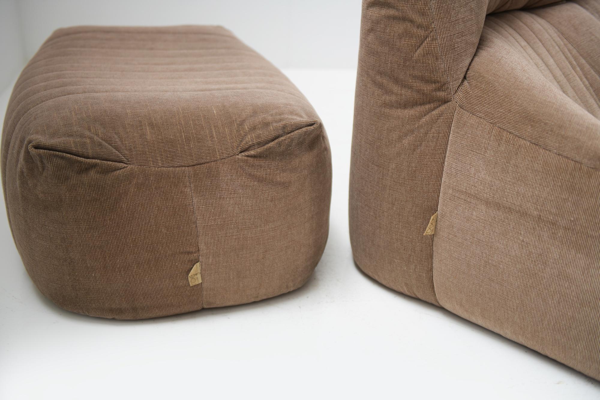 Vintage Aralia Sofa + Poof by Michel Ducaroy for Ligne Roset France For ...
