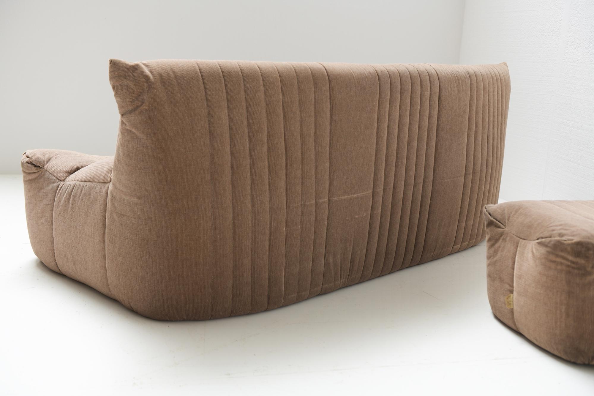 Vintage Aralia Sofa + Poof by Michel Ducaroy for Ligne Roset France For ...